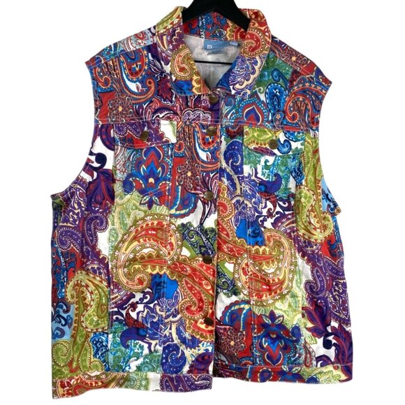 Koret | Jackets & Coats | Koret Womens Denim Paisley Vest Size 26w ...